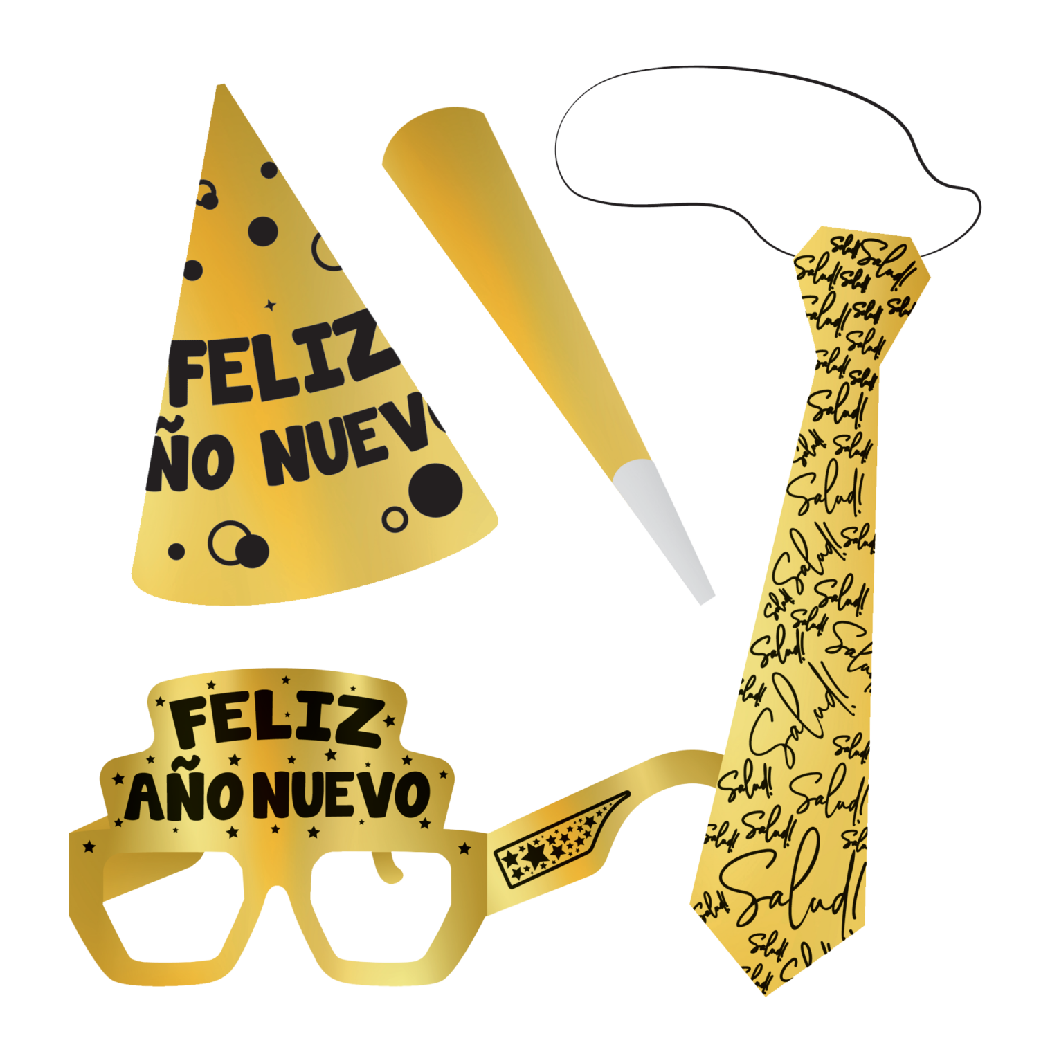 Kit de Año Nuevo Hombre color Oro - Frida Fiestas